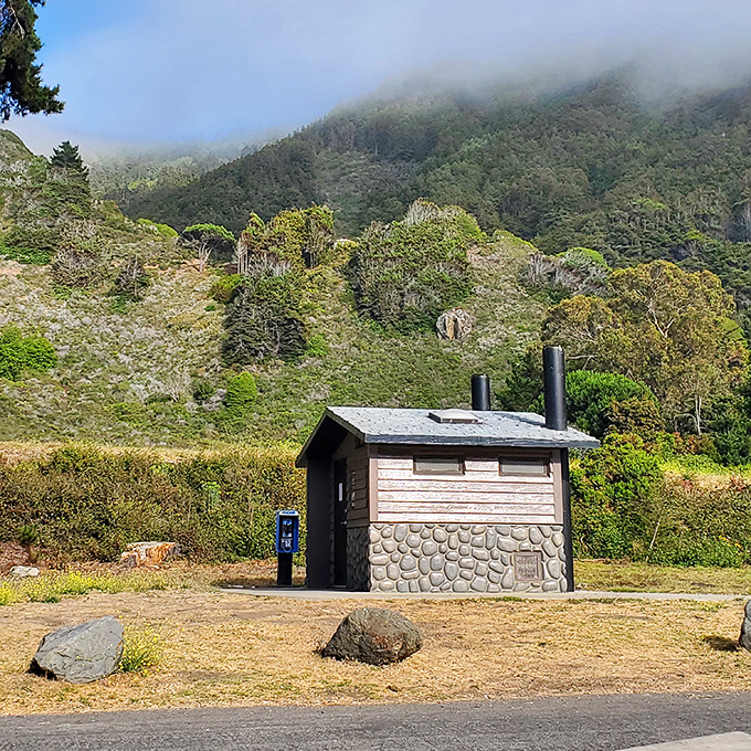 Even the facilities embrace Big Sur's rustic aesthetic&mdash;this stone-accented restroom more charming than it has any right to be.