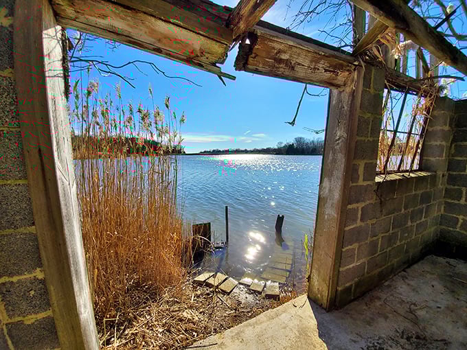 A window to the past frames the present &ndash; this crumbling structure offers a portal to both history and natural beauty.