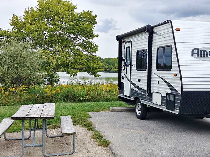 Camping with all the comforts of home. This RV spot combines wilderness and Wi-Fi in the perfect outdoor compromise.
