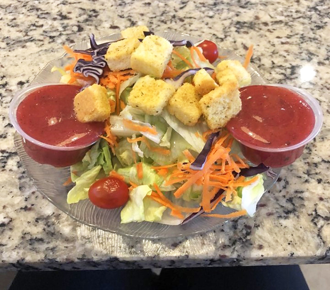 Garden-fresh salad proving that healthy options can be both colorful and genuinely satisfying choices.