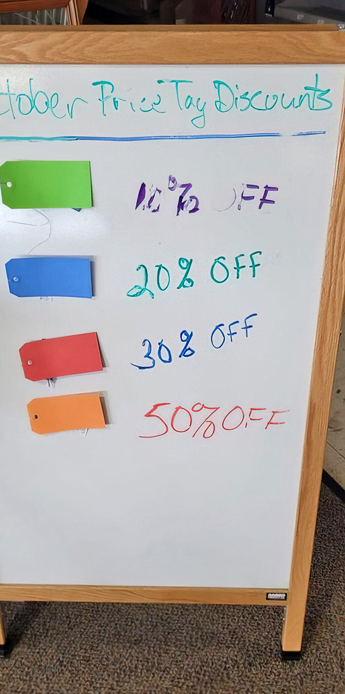 The color-coded discount system adds another layer of thrill to the hunt &ndash; orange tags mean half-off treasures await!