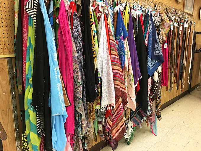 Scarf selection that rivals any department store. From silky summer wraps to cozy winter warmers &ndash; neck accessories with previous lives and plenty of stories.