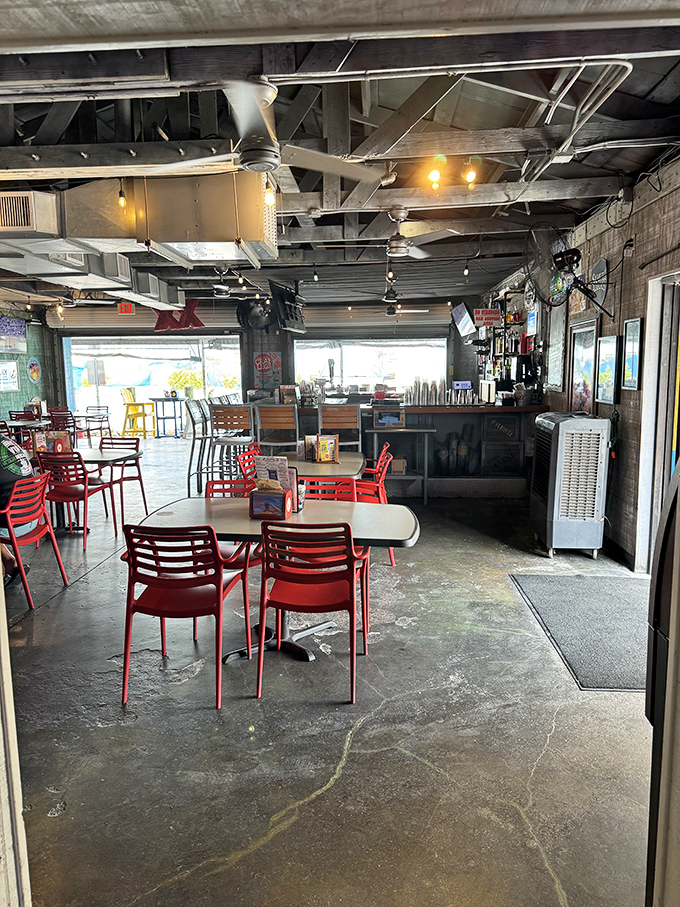 No white tablecloths needed when the seafood is this good&mdash;just red chairs, concrete floors, and the promise of Gulf treasures on every plate.
