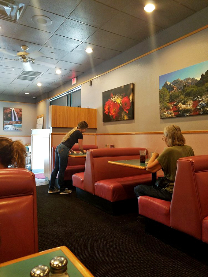 Booths that have witnessed first dates, family reunions, and countless "let's catch up" breakfasts. If vinyl could talk...