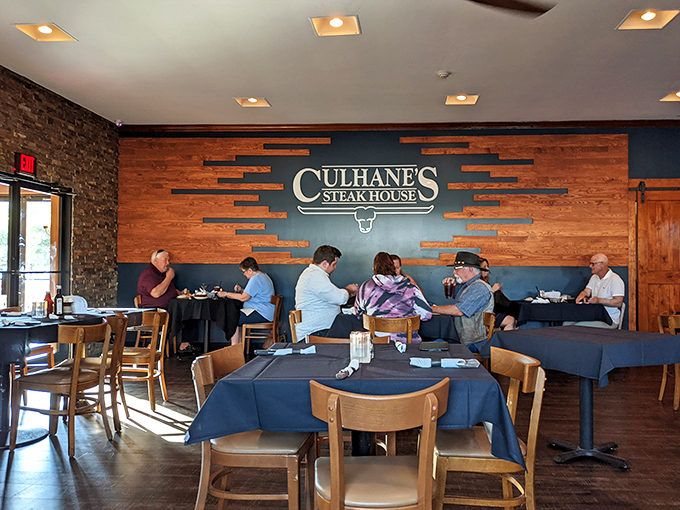 Where memories are made between bites of perfect steak. The wood accent wall isn't the only thing bringing warmth to this space.