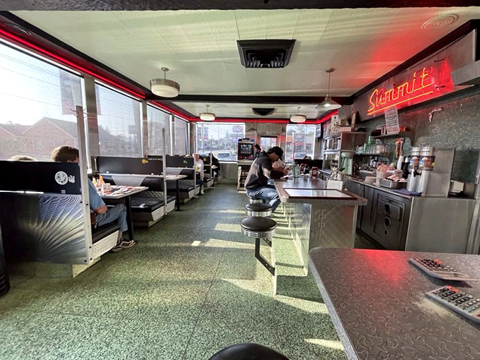 Booth seating that invites lingering conversations and the kind of meals that stretch into pleasant afternoon adventures.