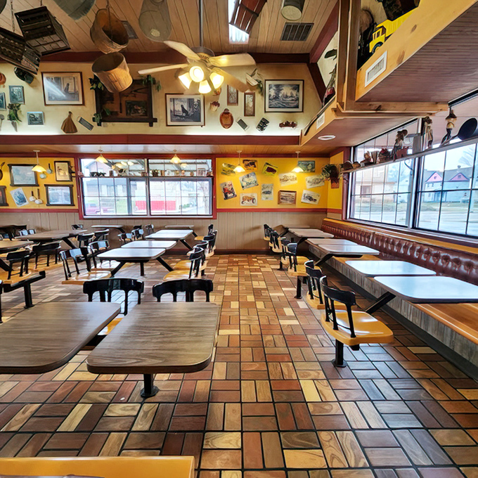 No-nonsense seating designed for one purpose: giving you a comfortable place to focus entirely on the food.