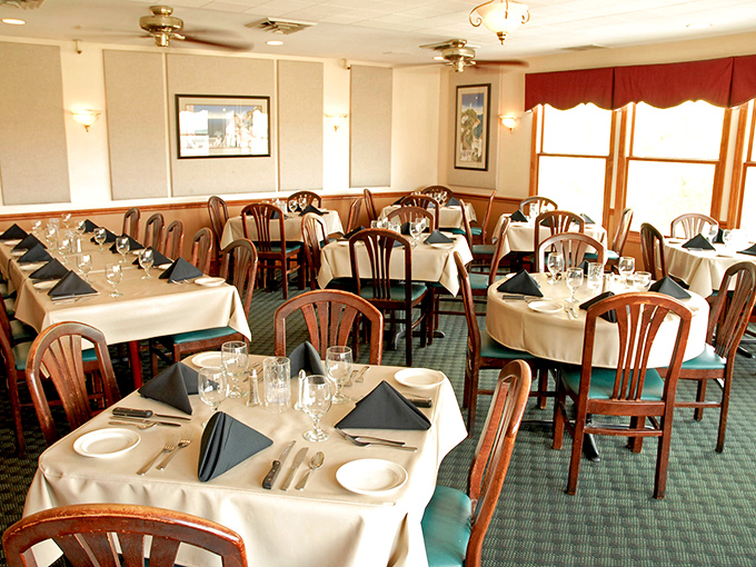 Intimate seating that encourages lingering conversations over perfectly prepared cuts of premium beef tonight.