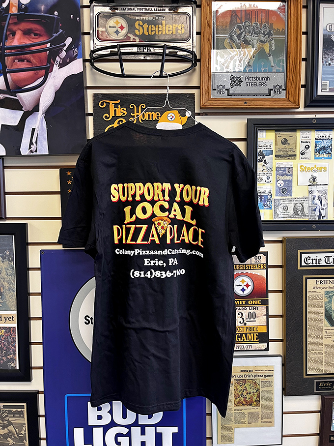 When your pizza place's T-shirt hangs among Steelers memorabilia, you've achieved local landmark status. Supporting your local pizza place isn't just a slogan—it's a lifestyle.