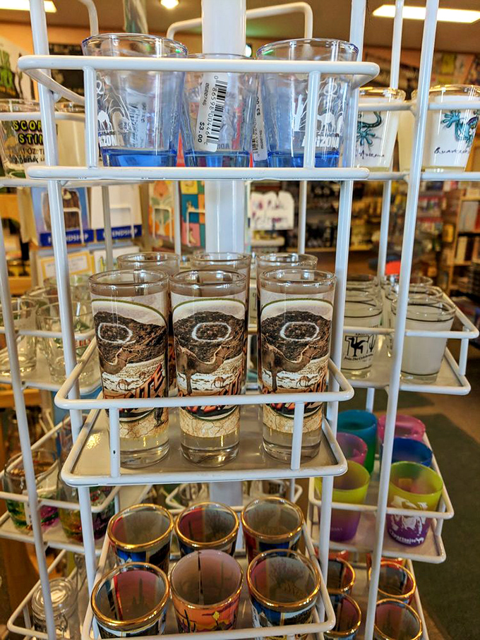 Shot glasses that tell stories of desert adventures&mdash;tiny souvenirs that hold big memories of Arizona's most unusual shopping experience.