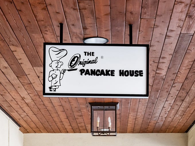 That wooden ceiling and vintage sign transport you to simpler times, when breakfast was the most important negotiation of your day.