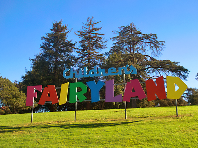The iconic sign announces Fairyland with rainbow letters that promise more color and whimsy than your average Instagram filter.