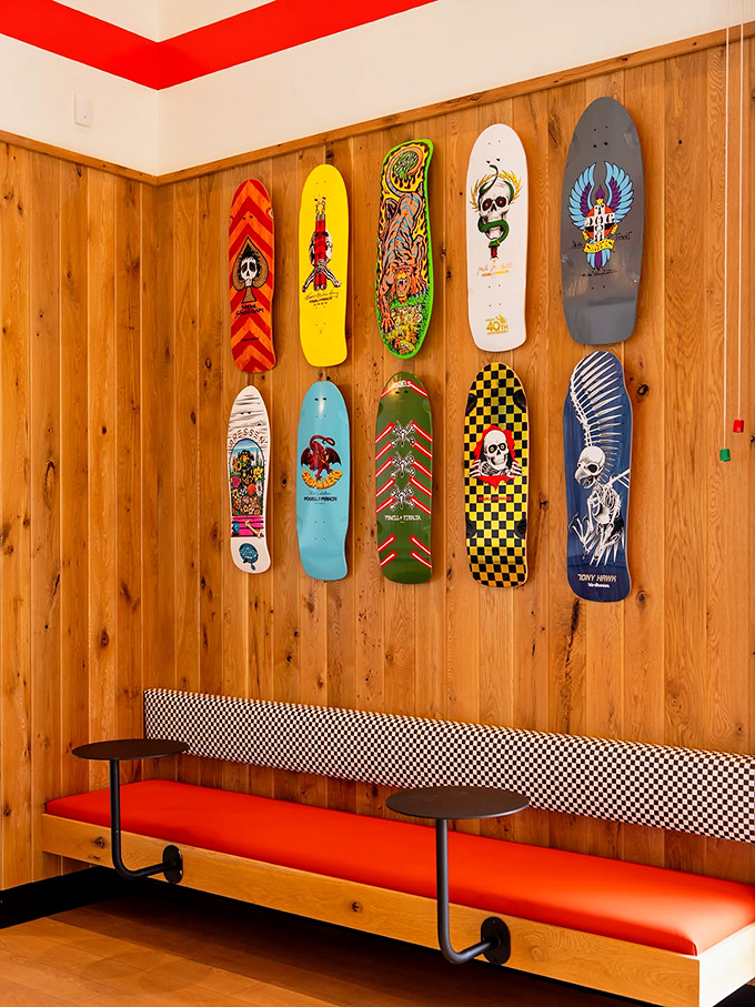 Skateboard art meets pizza culture on this wall of decks, proving Odie's understands Oceanside's soul as well as it understands good food.