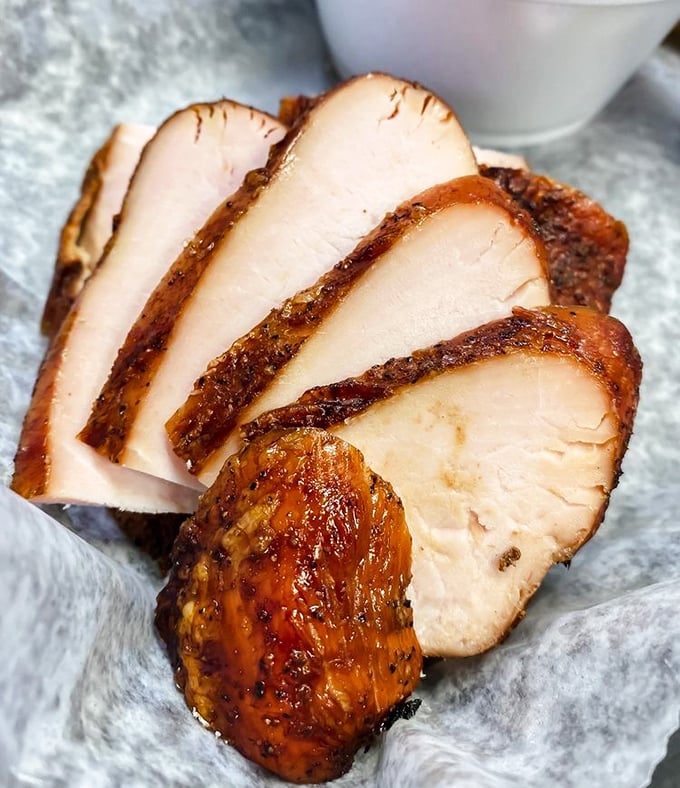 Turkey that defies the "dry poultry" stereotype with such conviction you'll wonder if it secretly marinated in some magical elixir of juiciness.