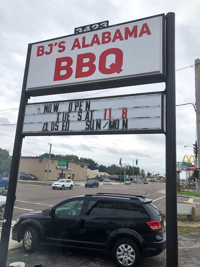 The sign says "closed Sunday-Monday," which is just enough time to recover before craving their barbecue all over again.