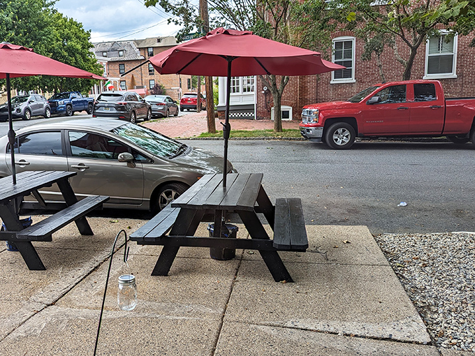Those picnic tables outside aren't just seating&mdash;they're front-row tickets to the neighborhood's daily show, with a side of excellent people-watching.
