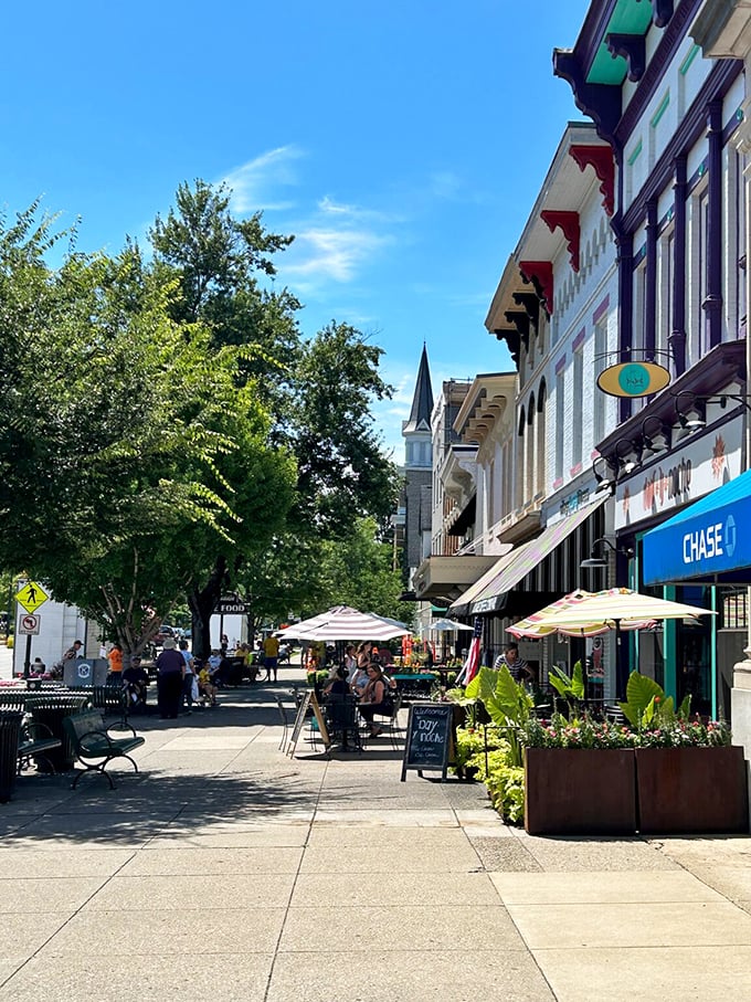 Sidewalk dining in Granville turns an ordinary meal into street theater, with the town's historic architecture providing the perfect backdrop.