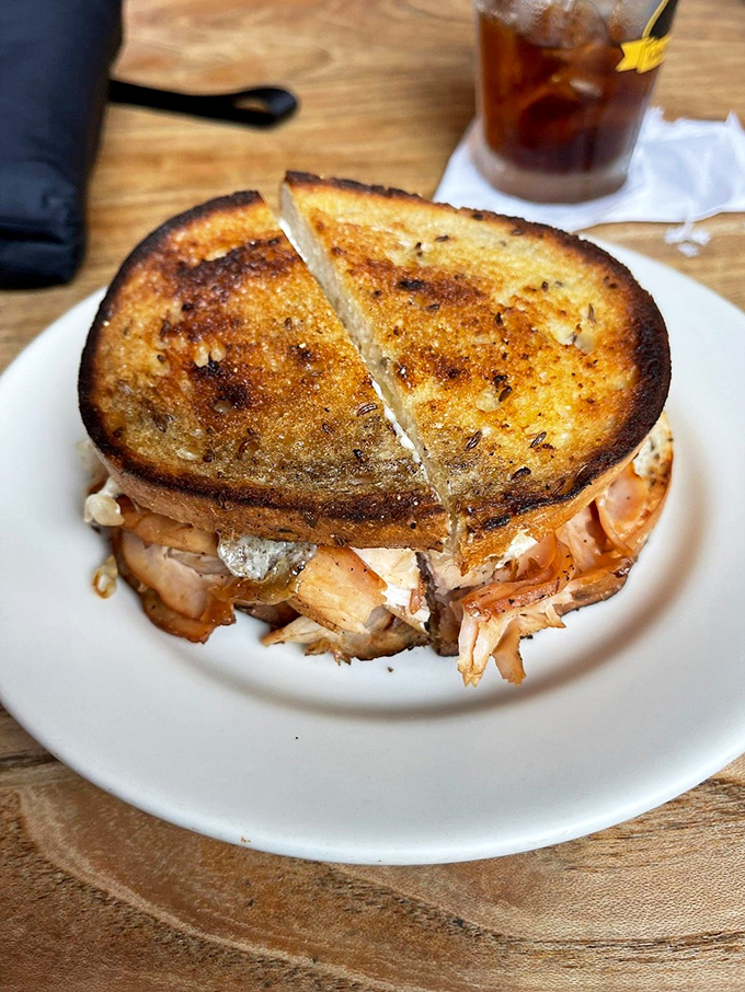 This grilled sandwich isn't just lunch&mdash;it's edible architecture. Golden-brown bread giving way to tender turkey creates the comfort food equivalent of a warm hug. 