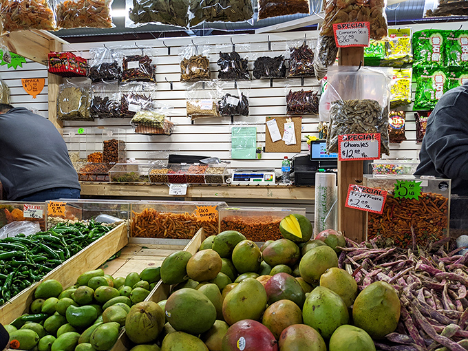 Nature's candy store! Fresh produce mingles with dried delicacies in this sensory wonderland where shopping becomes a global culinary adventure.