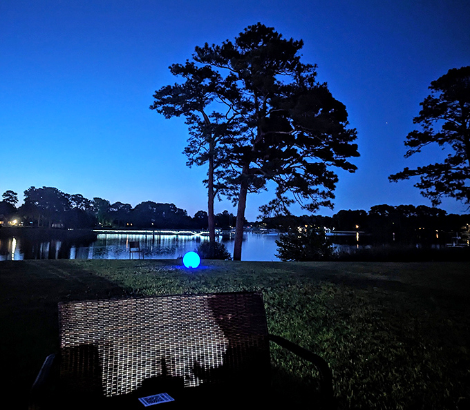 Waterfront views after sunset transform dinner into theater&mdash;nature's blue hour providing a backdrop worthy of the cuisine's starring role.