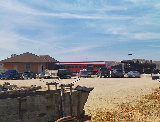 The full panorama reveals the diner's true nature – a series of vintage train cars transformed into a culinary destination worth the journey.