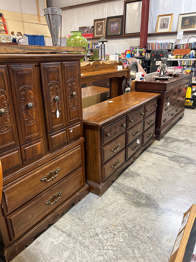 Solid wood dressers with personality and patina line up like contestants in a beauty pageant of furniture that actually lasts longer than your lease.