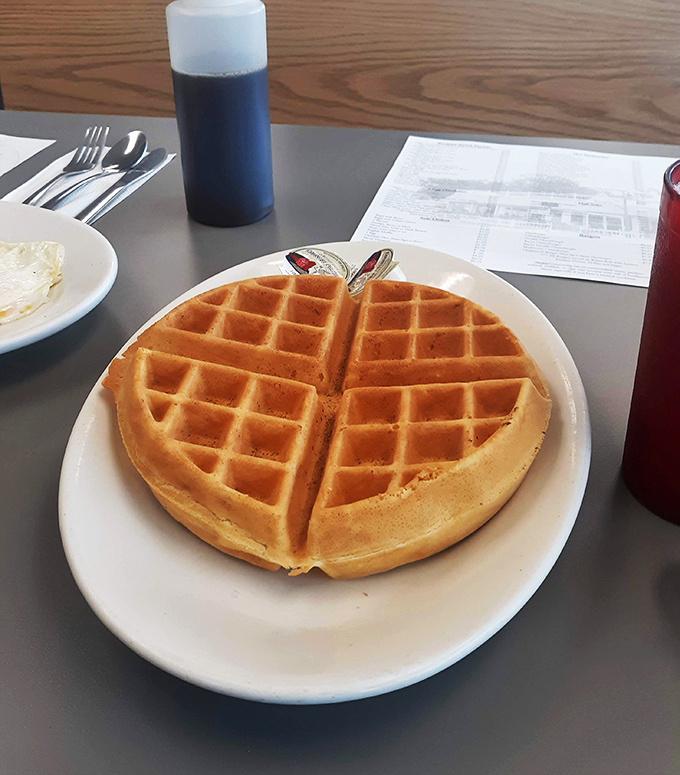 A waffle that understands its purpose in life&mdash;golden, crisp exterior giving way to a tender interior ready for syrup's sweet embrace.