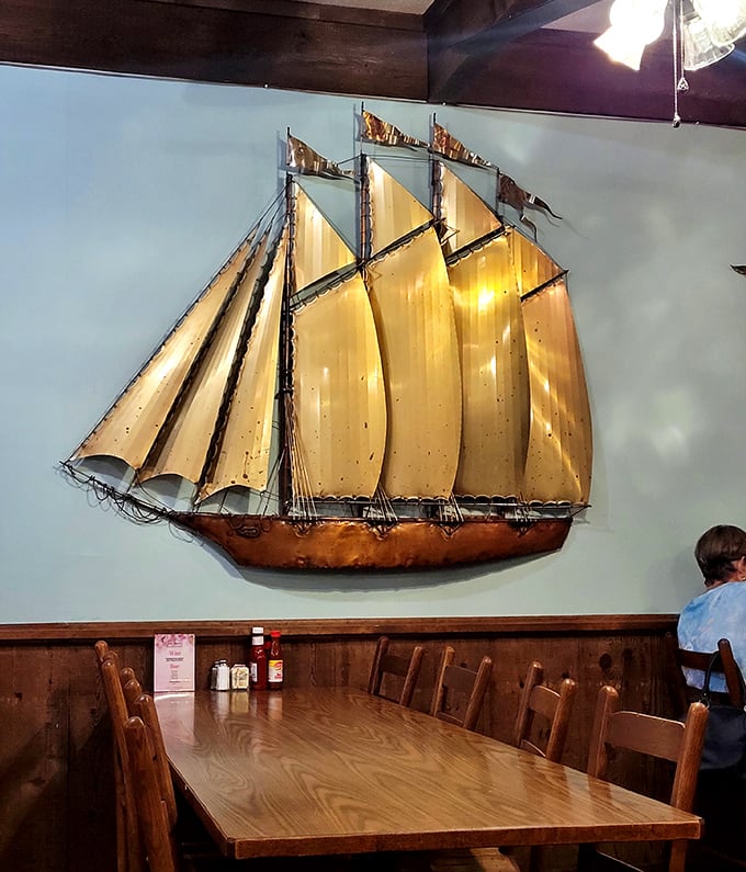 That sailboat wall art isn't just decoration&mdash;it's a reminder you're in seafood country now, where the catch of the day isn't just marketing speak.