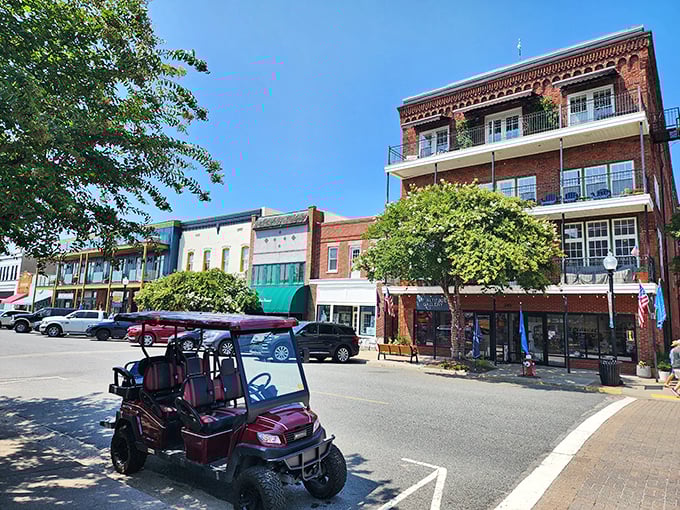Golf carts line Cape Charles' streets, a reminder that in this beach town, nobody moves faster than they absolutely need to.