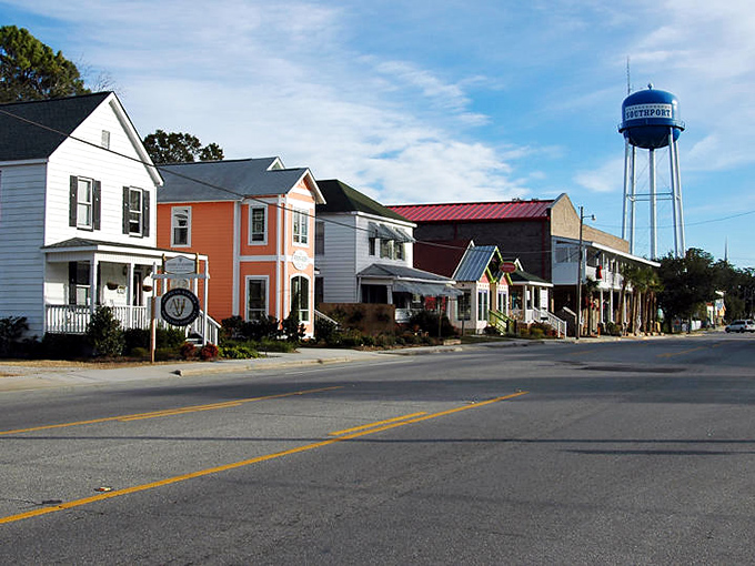 Pastel buildings and palm trees create a scene that belongs on the cover of a beach novel.