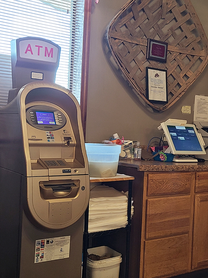 Even in our digital world, some pleasures remain delightfully analog—like the convenience of an ATM for this cash-friendly establishment.