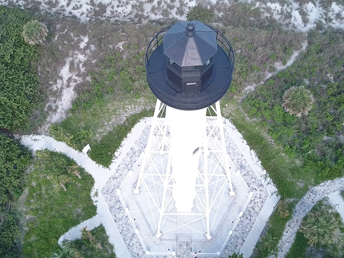 Looking down from the lighthouse's crown offers a bird's-eye perspective of paradise &ndash; worth every step of the climb.