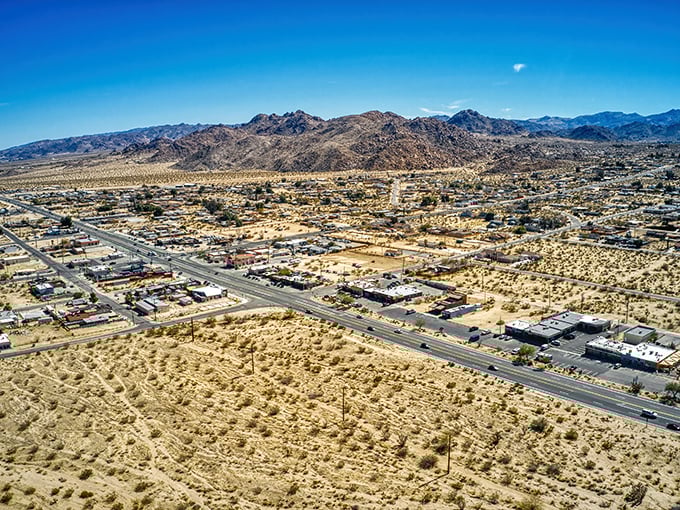 From above, Joshua Tree reveals its perfect balance &ndash; just enough civilization nestled into vast expanses of nature's untamed beauty.