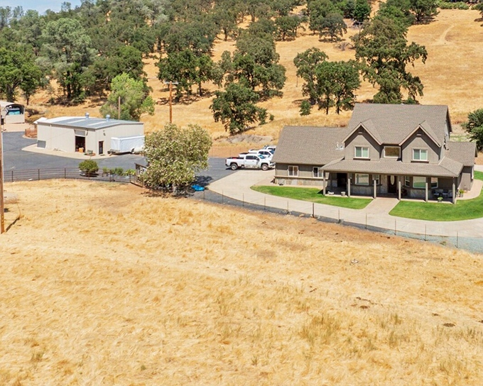 Golden hills surround modern homes, the California landscape a constant reminder of why they called this the Golden State long before Hollywood arrived.