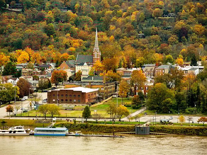 Autumn foliage frames Madison's church spires like nature's own Instagram filter, proving that sometimes the best views come with seasonal expiration dates.