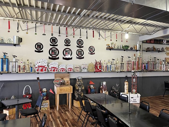 More trophies than a high school quarterback's bedroom. Each one represents barbecue excellence and countless hours tending smokers to perfection.