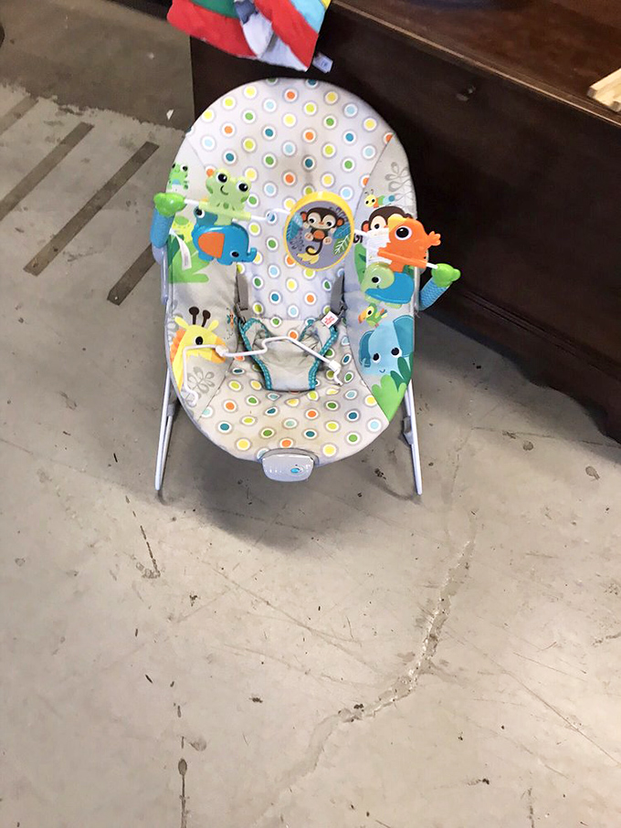 Baby bouncer with barely a bounce used&mdash;the circle of life continues as baby gear finds new homes at prices that won't trigger college fund panic.