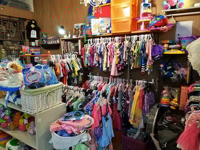 The children's section bursts with barely-worn treasures. Kids outgrow clothes faster than you can say "That still has the tags on it!"