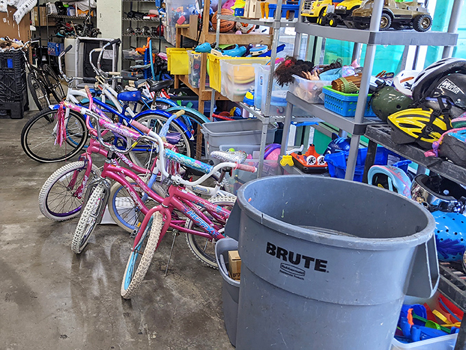 Bicycle bonanza for the budget-conscious rider. Those pink beauties are just waiting to create childhood memories without decimating college funds.