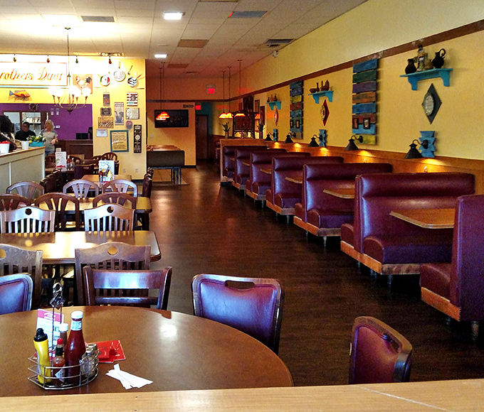 Those burgundy booths have witnessed countless first dates, family celebrations, and the silent appreciation that follows the first bite of perfect French toast.