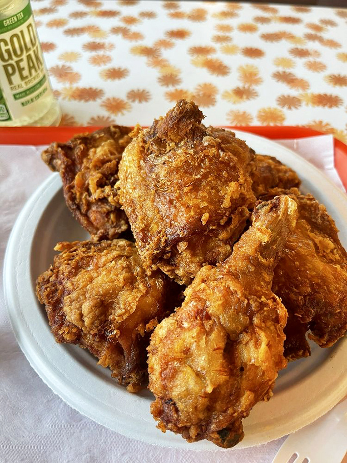 A mountain of broasted chicken that makes you want to cancel your afternoon plans. This isn't just dinner&mdash;it's a commitment to deliciousness.