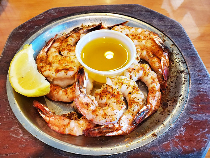 Broiled shrimp arranged like a delicious clock face, telling you it's definitely dinner time somewhere.