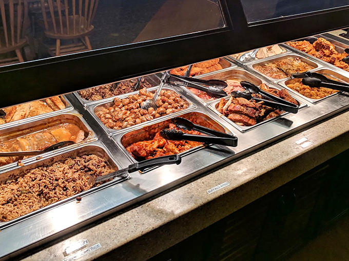 The buffet station where diets go to die a delicious, gravy-covered death they'll never regret.