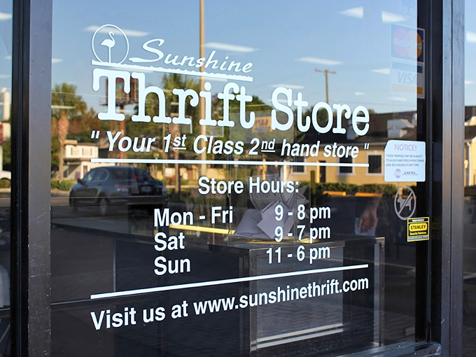 The store hours sign—memorize these numbers like winning lottery digits if you want first dibs on fresh merchandise throughout the week.