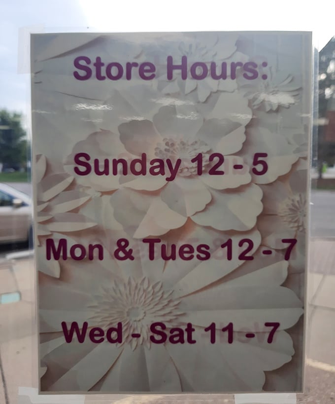 Hours posted like a promise: "We'll be here when you need that perfect something."