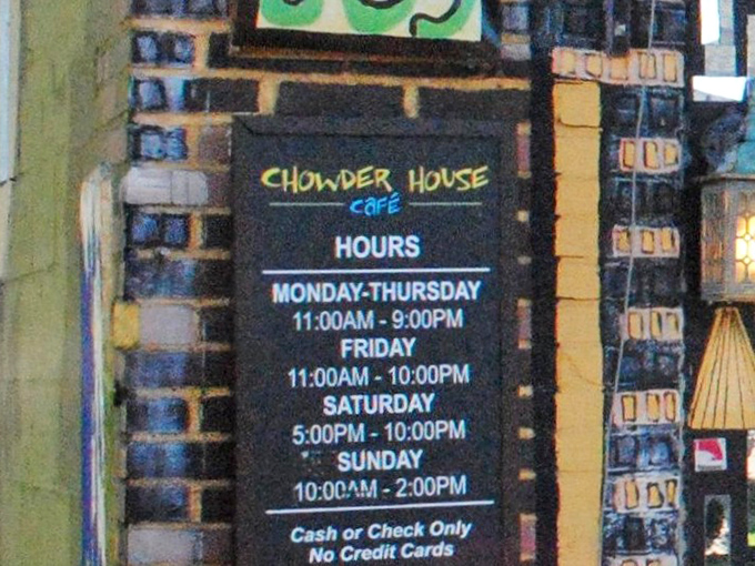 Old-school charm alert: "Cash or Check Only" reminds us that some of the best food experiences remain gloriously unplugged from modern conveniences.