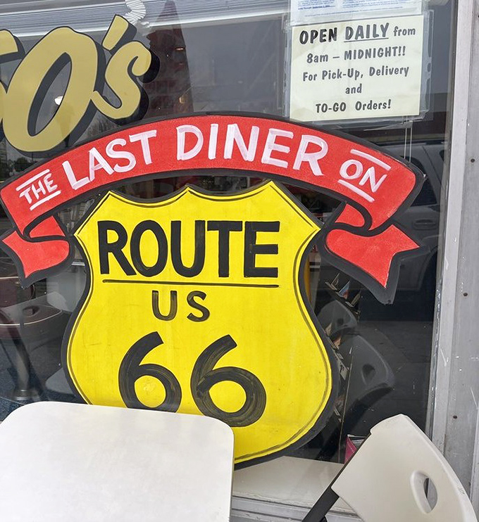 "The Last Diner on Route 66" sign isn't just decoration&mdash;it's a promise that some traditions are worth preserving in our fast-casual world.