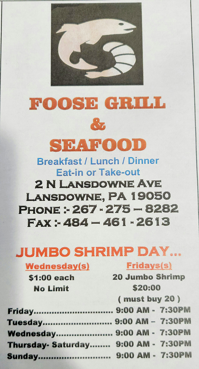 The document that launched a thousand road trips. When a restaurant boldly declares "Jumbo Shrimp Day," they're not just selling food—they're creating an event worth celebrating.