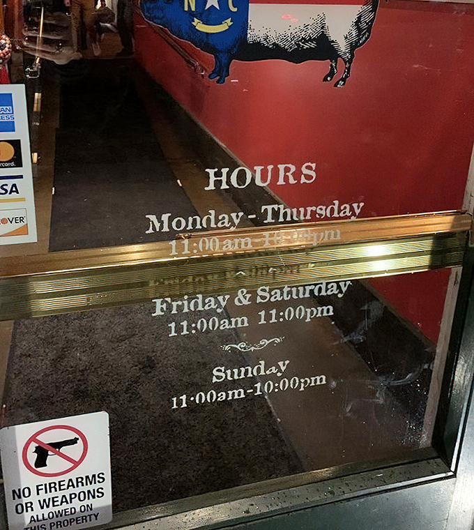 Even the hours sign features the iconic pig silhouette. Plan your pilgrimage accordingly—barbecue this good is worth scheduling your week around.