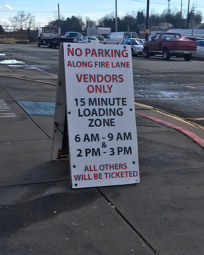 Even paradise has rules &ndash; vendor loading zones keep the treasure hunt organized and the fire lanes clear.